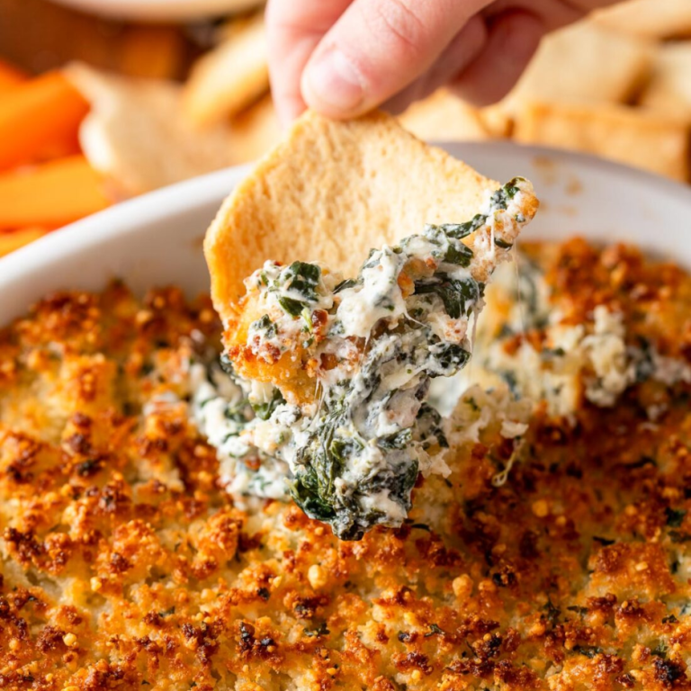 Parmesan Crusted Spinach Dip | Cheesy Baked Appetizer